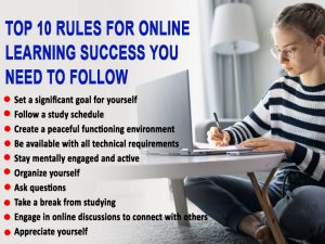 Guide on how to be successful with 10 rules for online learning